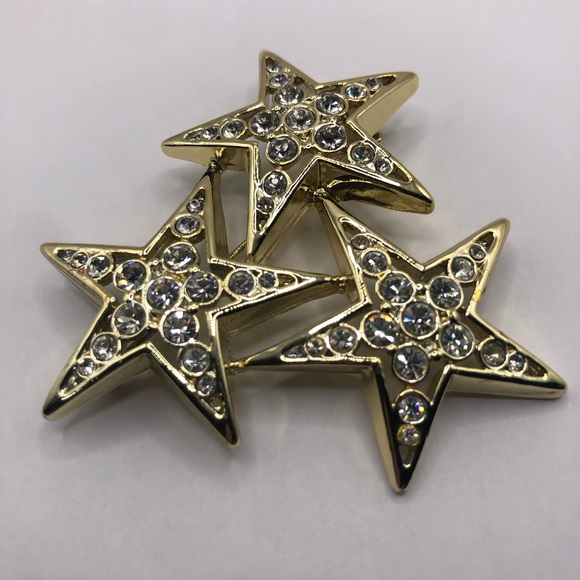 Vintage | Jewelry | Vintage Gold Star Brooches With Rhinestones | Poshmark